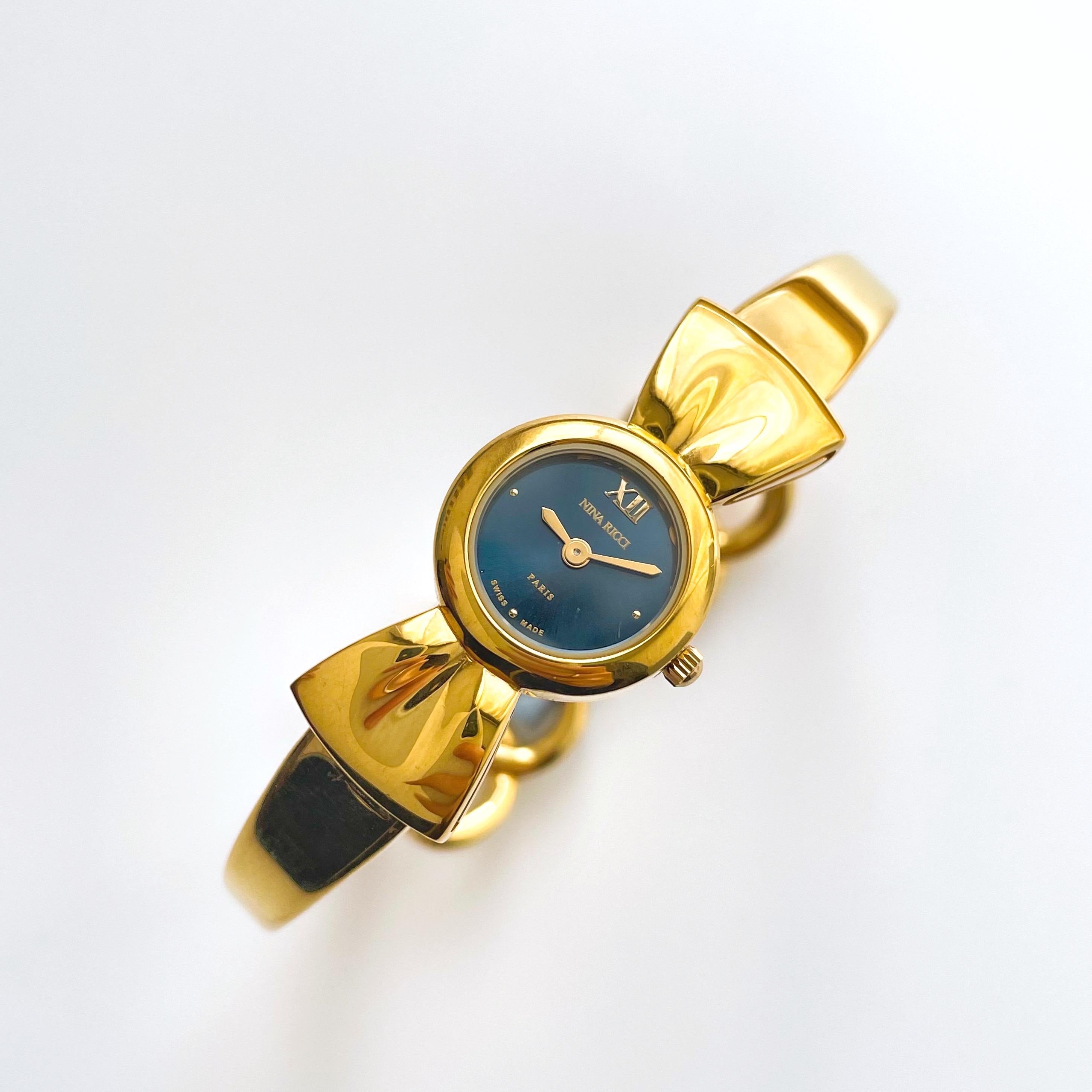 Vintage 1990s Gold-Plated Ladies' Nina Ricci Bangle Quartz Watch ...