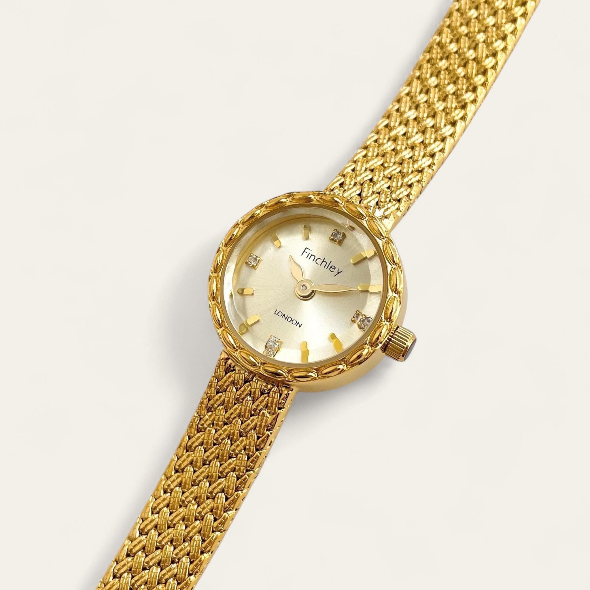 24k Gold-Plated Finchley Ladies' Quartz Watch with Mesh Bracelet ...