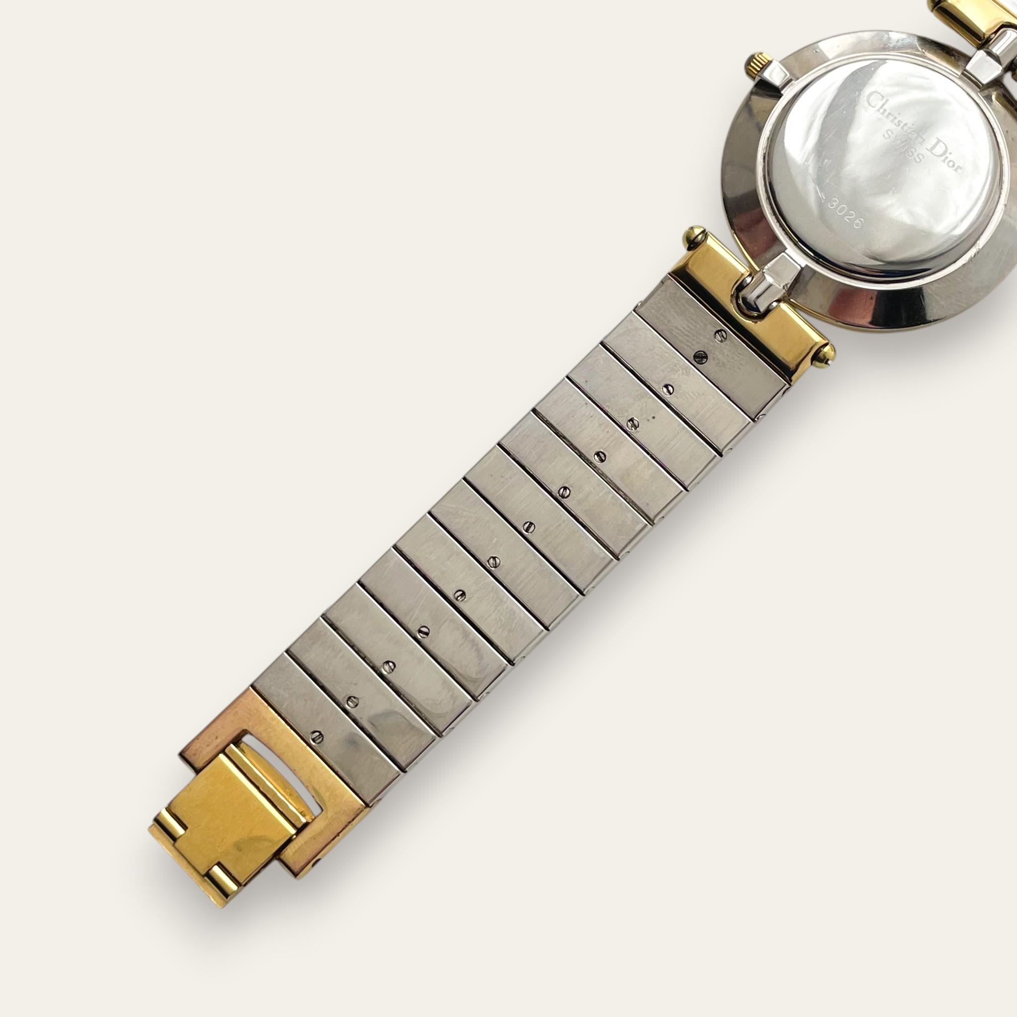Vintage Christian Dior 3026 — 1990s Gold Dial Two-Tone Watch, Quartz ...
