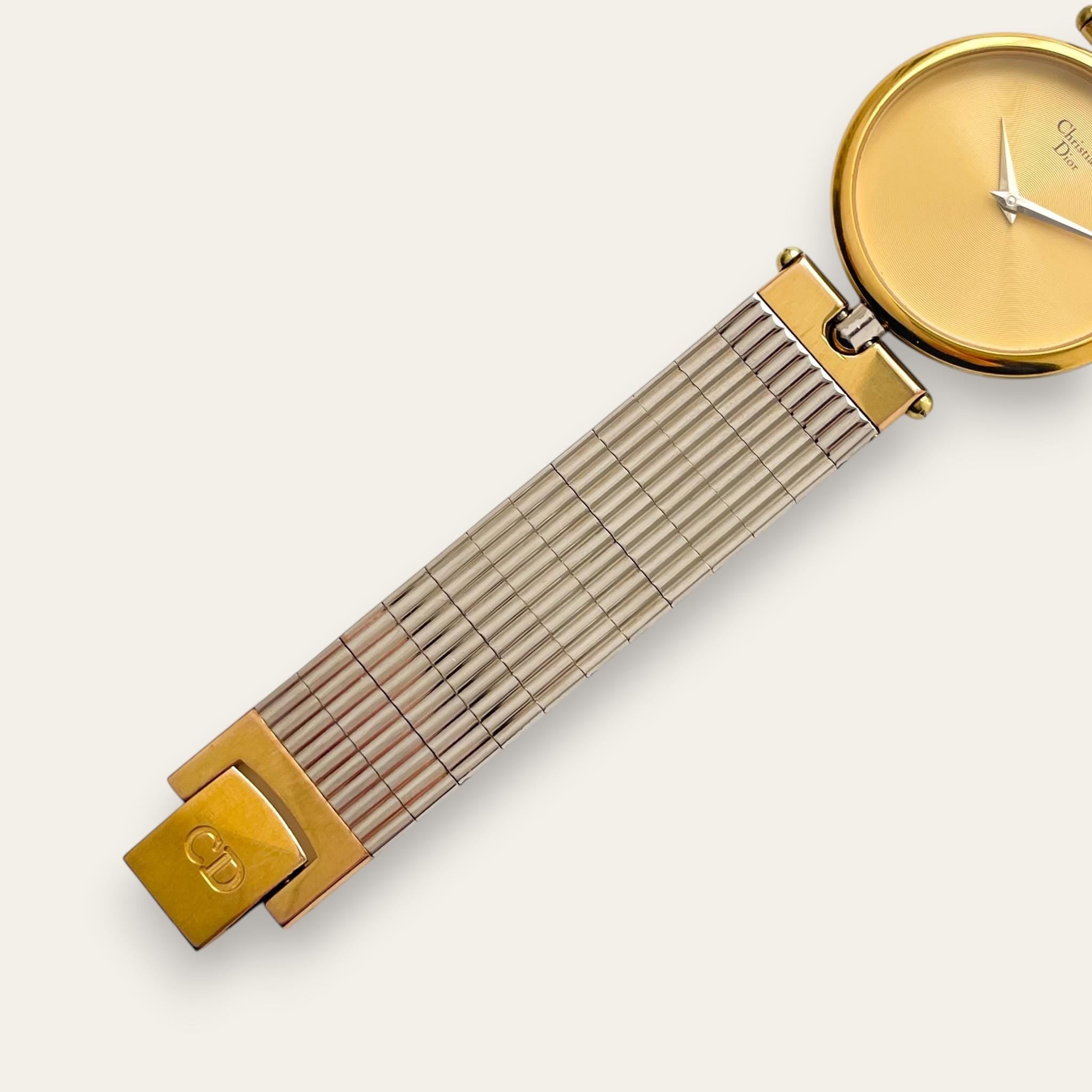 Vintage Christian Dior 3026 — 1990s Gold Dial Two-Tone Watch, Quartz ...